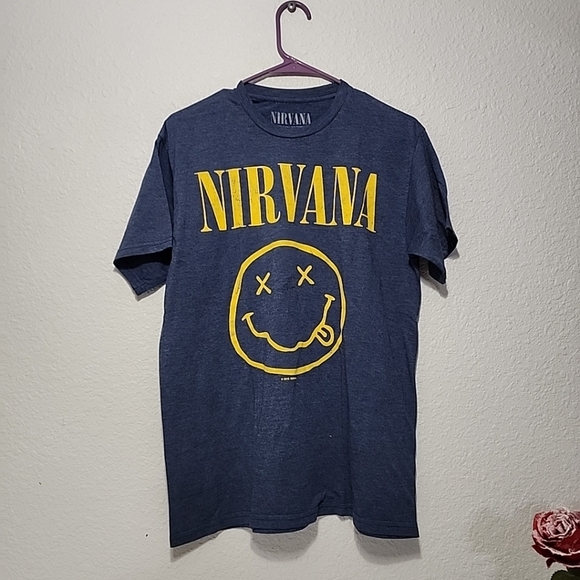 NIRVANA | Tops | Nirvana Blue Yellow Nevermind Smiley Face Tongue Out ...